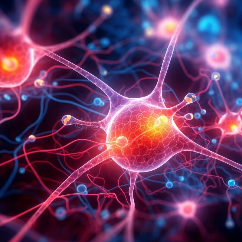 Intricate Dance of Illuminated Neurons, Generative AI Stock ...