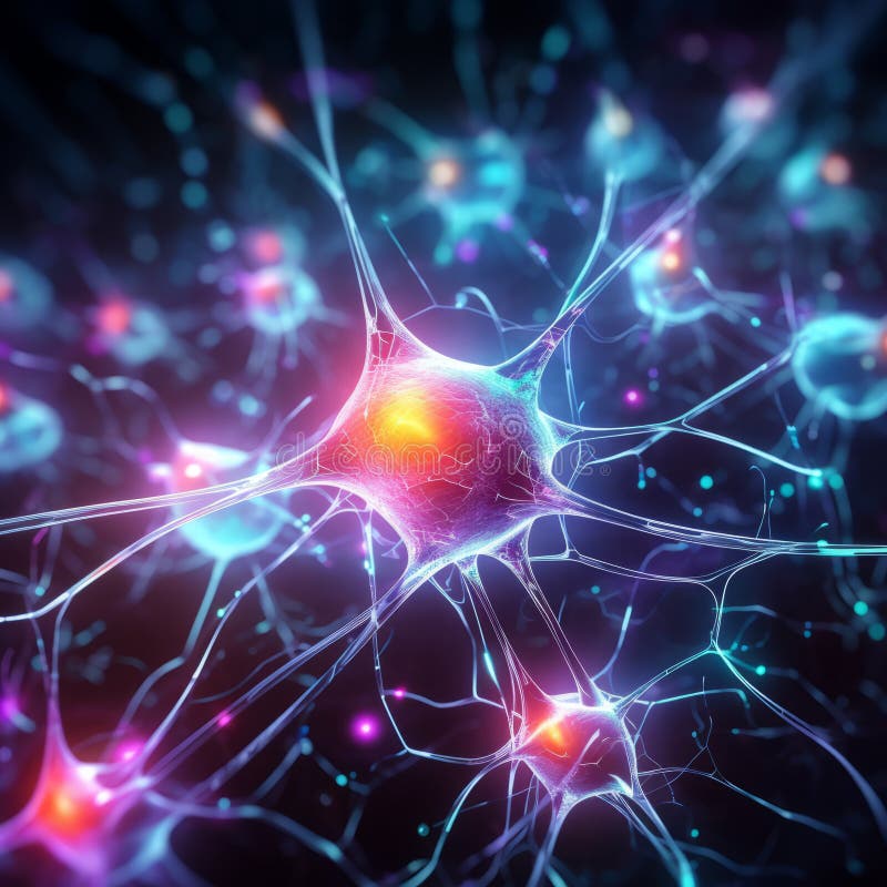 Intricate Dance of Illuminated Neurons, Generative AI Stock ...