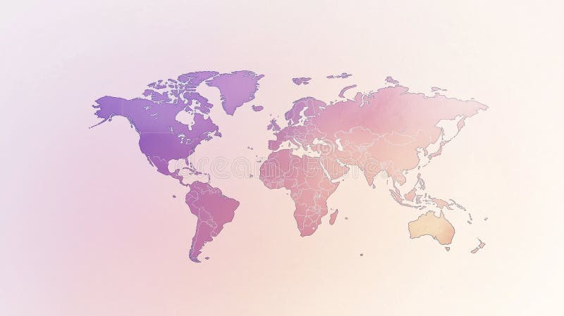 Explore a Minimalist World Map Featuring Soft Pastel Shades that Create ...