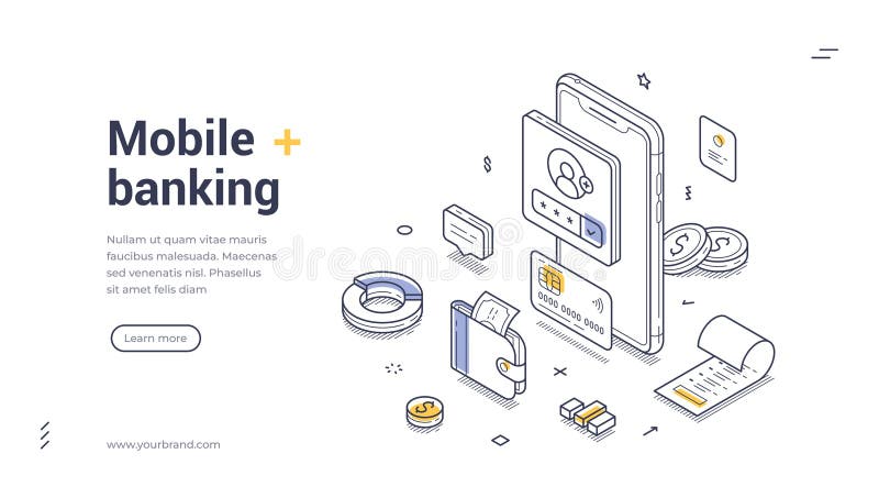 Explore Mobile Banking Solutions with this Isometric Web Banner Design ...