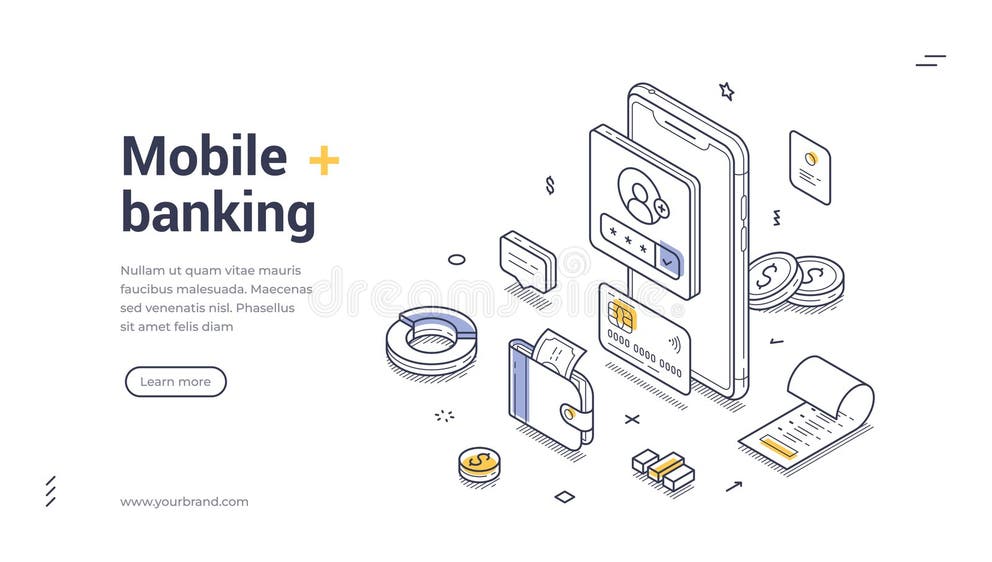 Explore Mobile Banking Solutions with this Isometric Web Banner Design ...