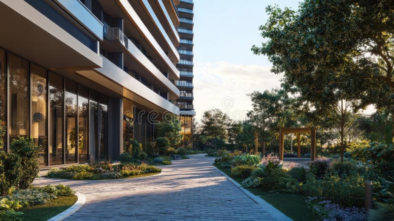 Explore Modern Architecture, Building Exterior with Serene Garden ...