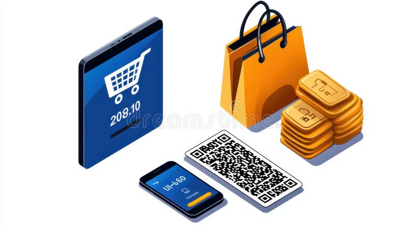Digital Shopping Experience with Online Cart, Phone, QR Code, and ...