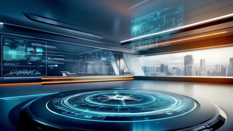 Futuristic Digital Workspace with Advanced Technology Features. the ...