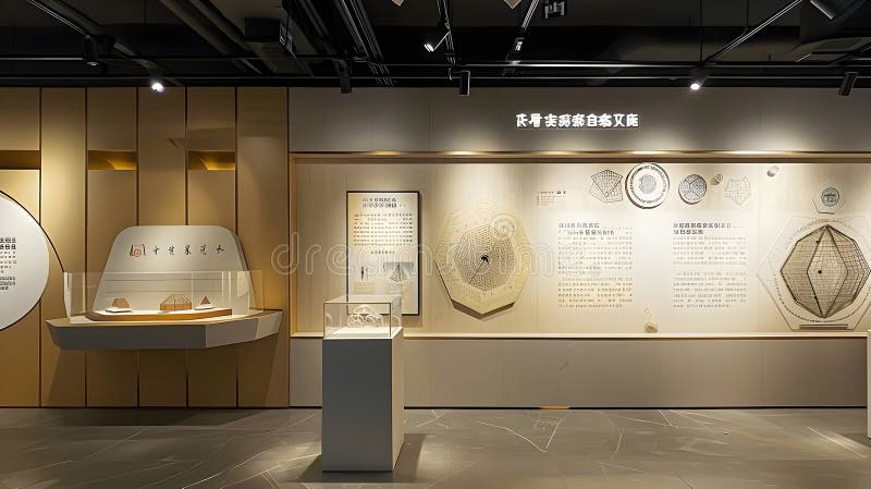 Modern Exhibition Space with Informative Displays Stock Illustration ...