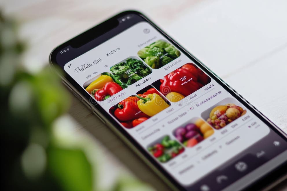 Explore a Modern Grocery Shopping App Interface Featuring Fresh Produce ...