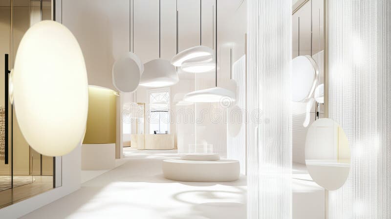 Modern Geometric Interior with Overlapping Ovals Stock Illustration ...