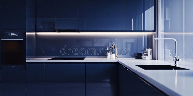 Explore a Modern Kitchen with Stunning Indigo Cabinets and Elegant ...