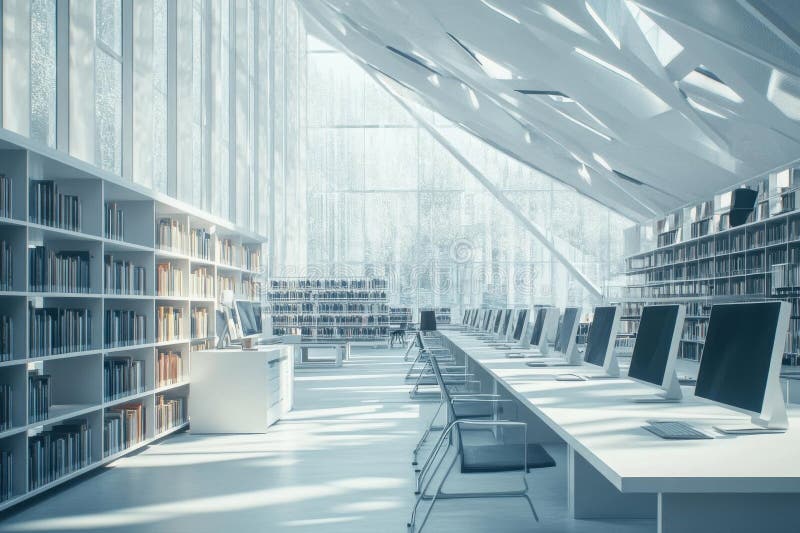 Explore Modern Library, an Open Concept with Minimalist Style and ...