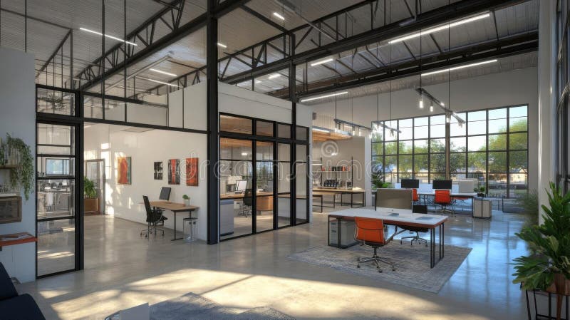 Explore Modern Office Space with Natural Light and Open Layout Design ...