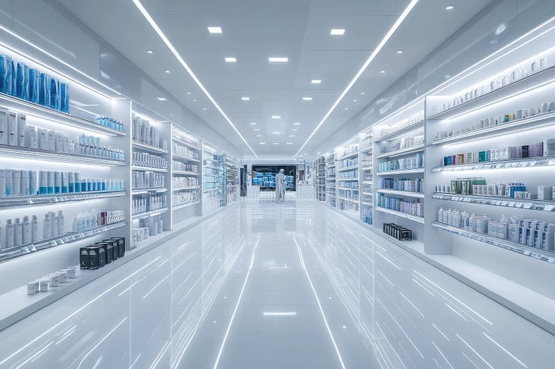 Illuminated Product Display Modern Retail Store Interior Design Sleek ...