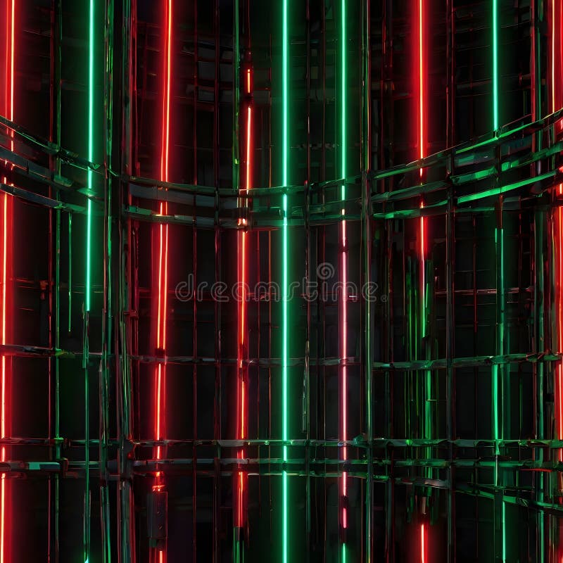 Vibrant Neon Lights: Red and Green AI-Generated Ambiance Stock ...