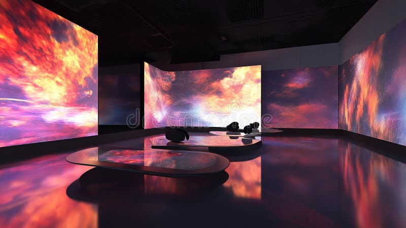 Explore the Modern Virtual Reality Lounge Featuring Dynamic NFT Art ...