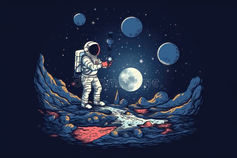 Explore the Moon. AI Generated Stock Illustration - Illustration of ...