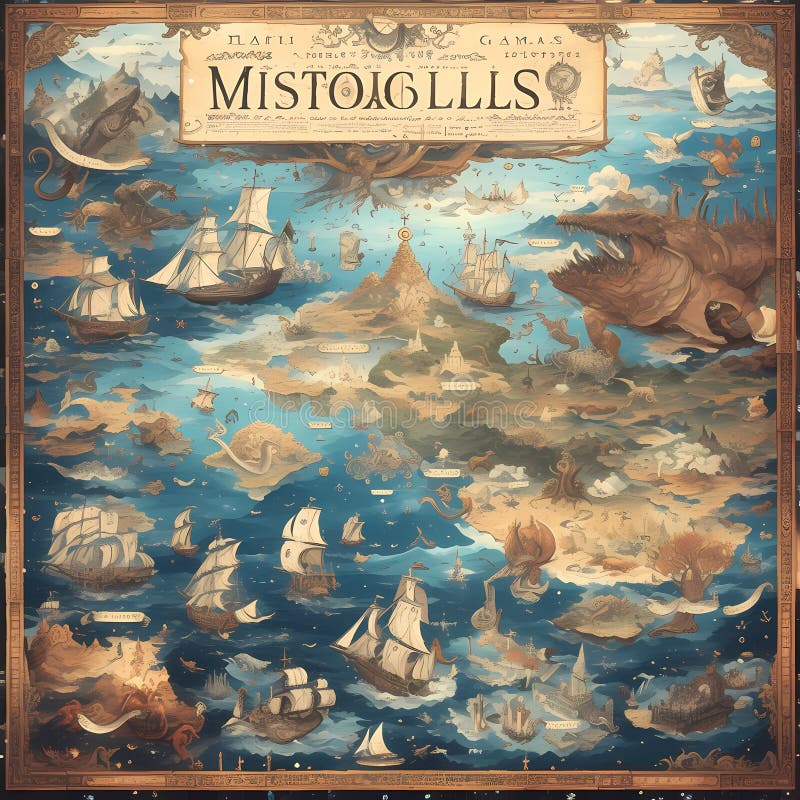 Explore Mythical Realms with Vintage-Style Map Stock Illustration ...