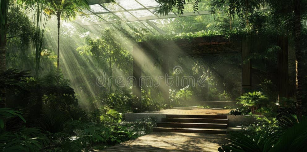Explore Natural Garden with Bright Sunlight and Greenery Serenity Theme ...