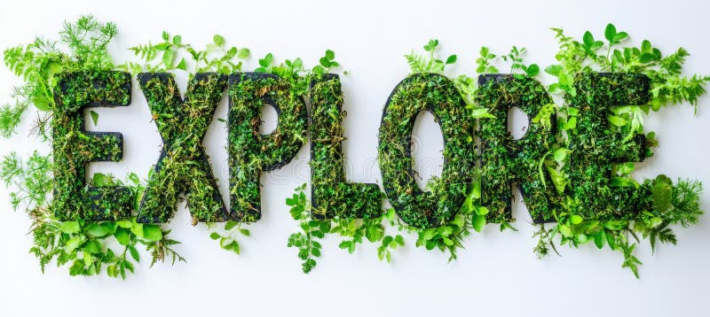 Explore Nature-Themed Word Art with Lush Greenery and Moss Letters ...