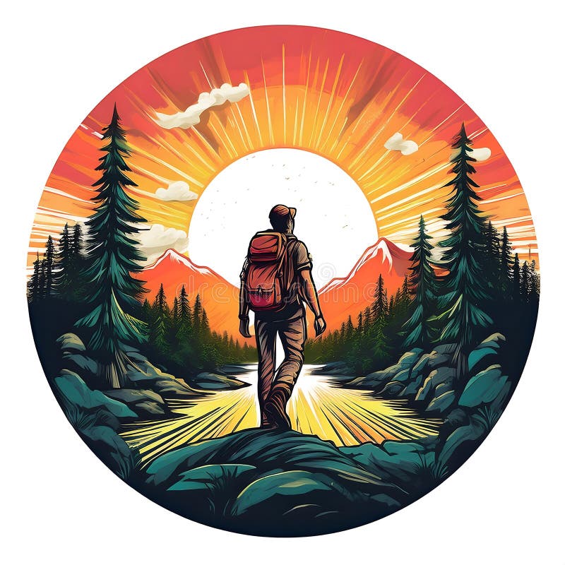 Explore New Horizons with a Hiker Against a Stunning Sunset Gradient ...