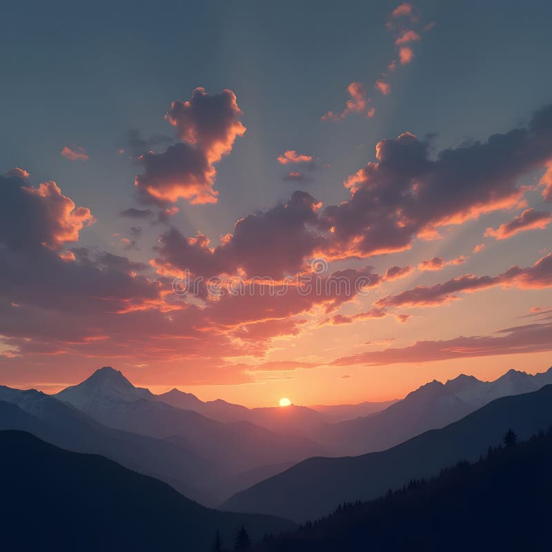 Mountain Dusk Clouds Vintage Style Abstract Pattern Perfect for ...