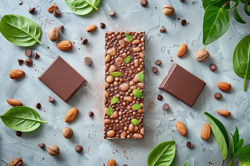 Healthy Protein Bar Organic Snack Food and Drink Concept Crunchy ...