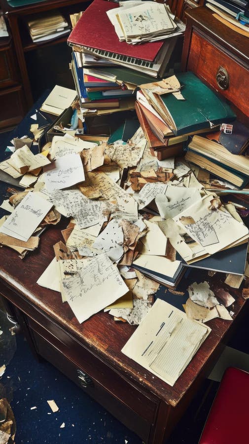 Explore Old Papers on Wooden Desk with Antique Theme and Aged Documents ...