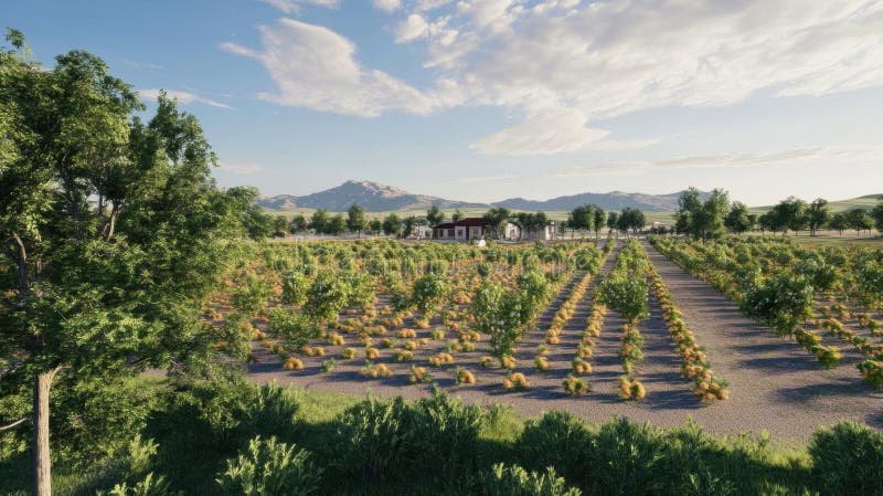 Explore Orchard View, Landscape Farm Field with Trees and Rural ...