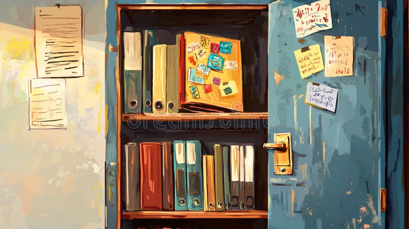 Explore the Organized Chaos of an Open School Locker Filled with Books ...