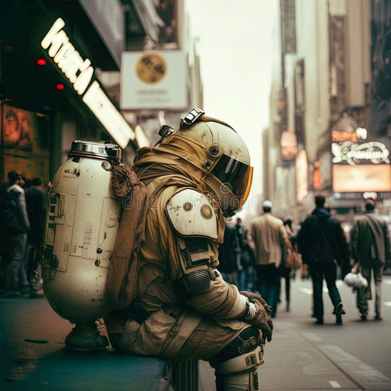 Astronaut in an Extraterrestrial Metropolis - Generative Ai Stock ...