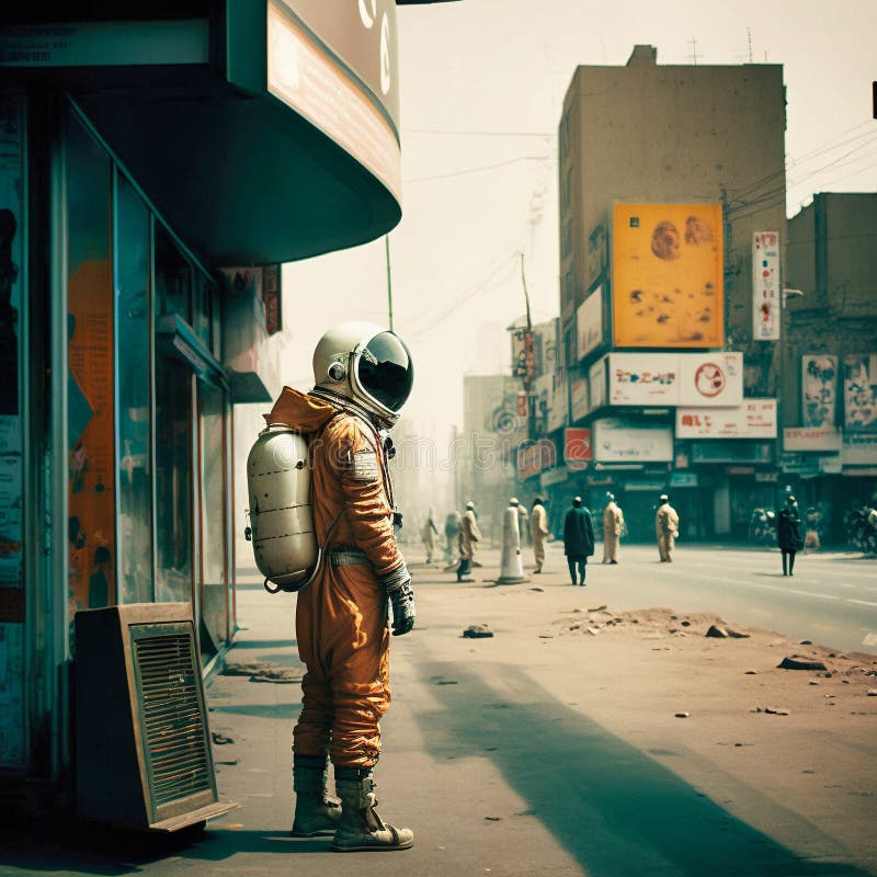 Astronaut in an Extraterrestrial Metropolis - Generative Ai Stock ...