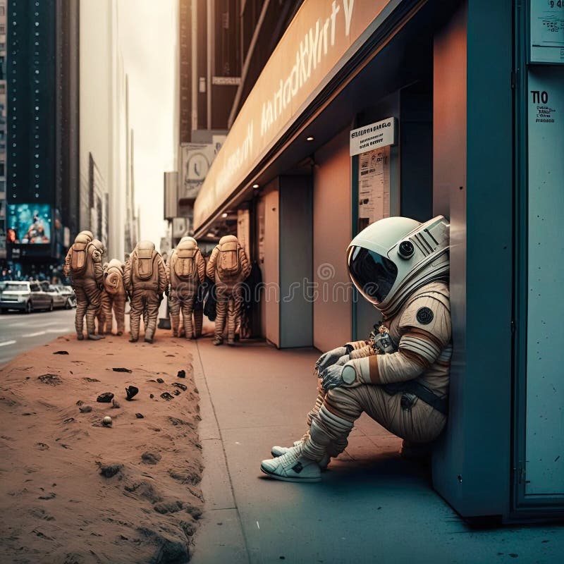 Astronaut in an Extraterrestrial Metropolis - Generative Ai Stock ...