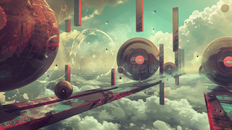 Futuristic Sci-Fi Landscape with Alien Structures and Clouds Stock ...