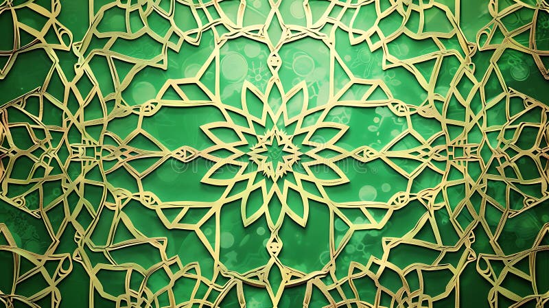 Green Arabic Pattern Background with Intricate Texture Stock Illustration - Illustration of ...