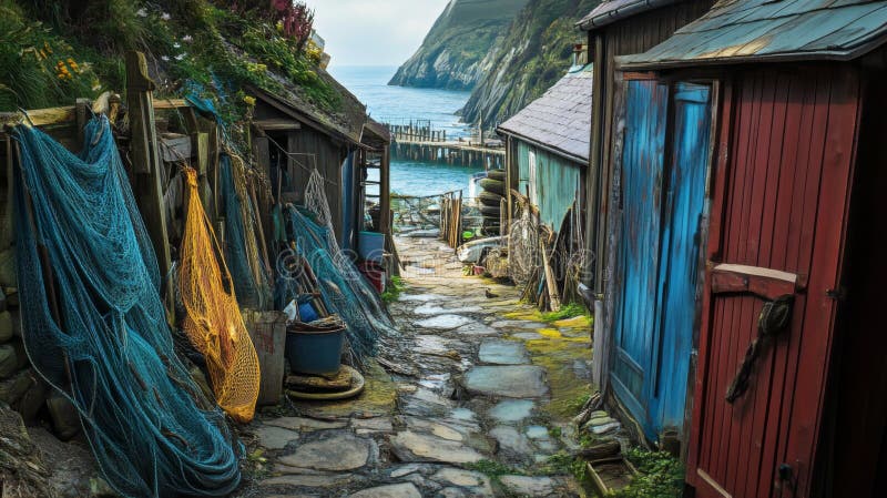 A Scenic Coastal Path Leads To a Vibrant Harbor. the Charming Landscape ...