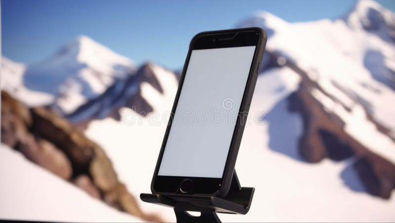 Capturing the Arctic: Close-Up Smartphone with White Screen on an ...