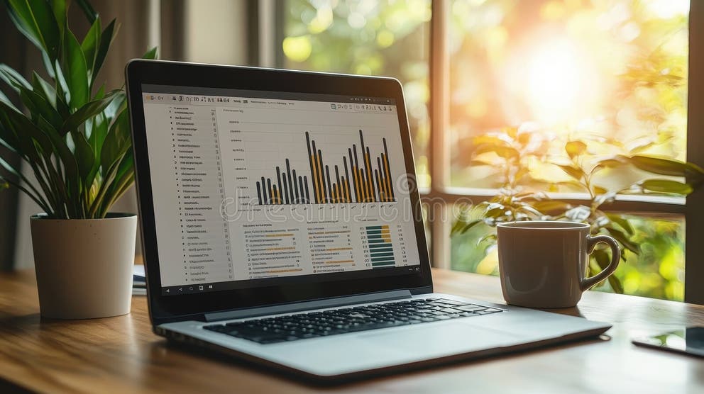 Data Analysis Session Home Office Digital Workspace Cozy Environment Daylight Productivity ...