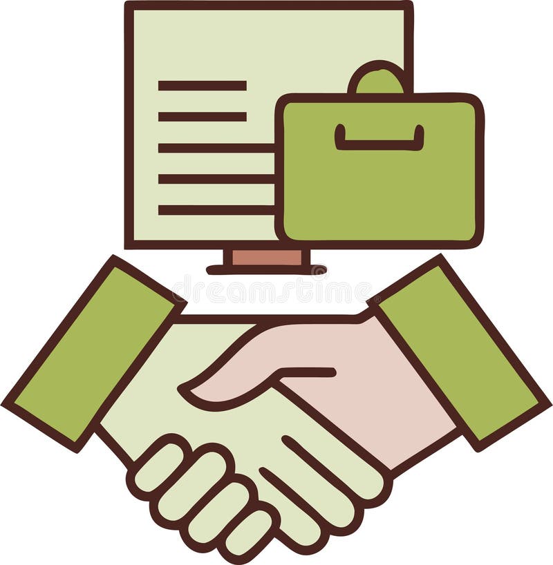 Professional Handshake Icon with Desk & Documents Background – Business ...