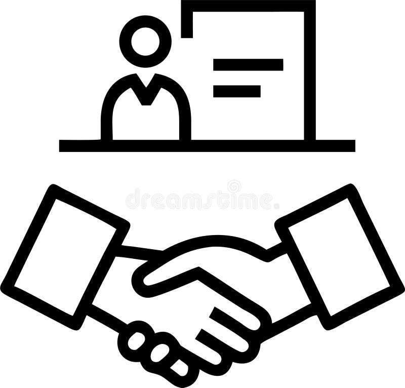 Professional Handshake Icon with Desk & Documents Background – Business ...