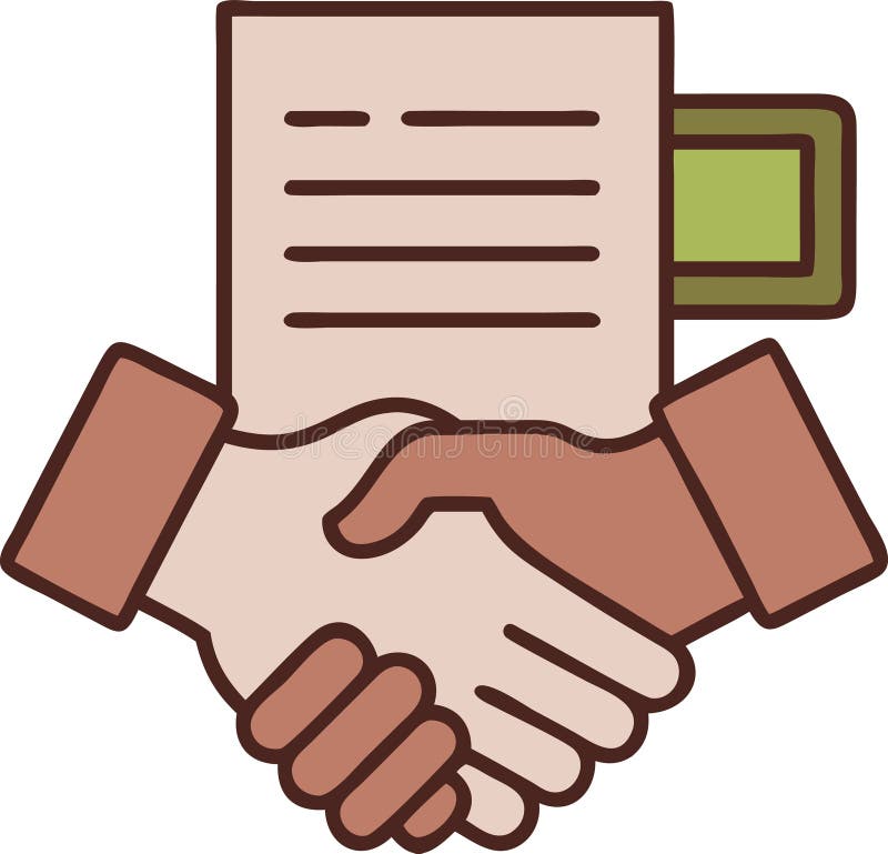 Professional Handshake Icon with Desk & Documents Background – Business ...