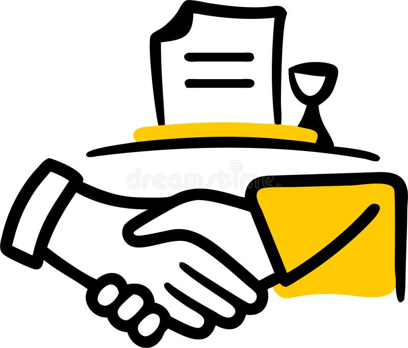 Professional Handshake Icon with Desk & Documents Background – Business ...