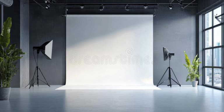 Explore Professional Photo Studio with Lighting Setup and Indoor Plants ...
