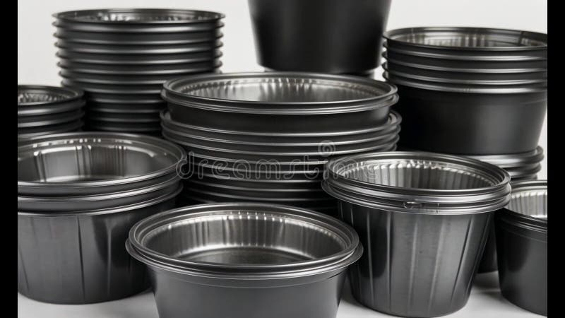 This Video Showcases a Collection of Black Plastic Containers ...