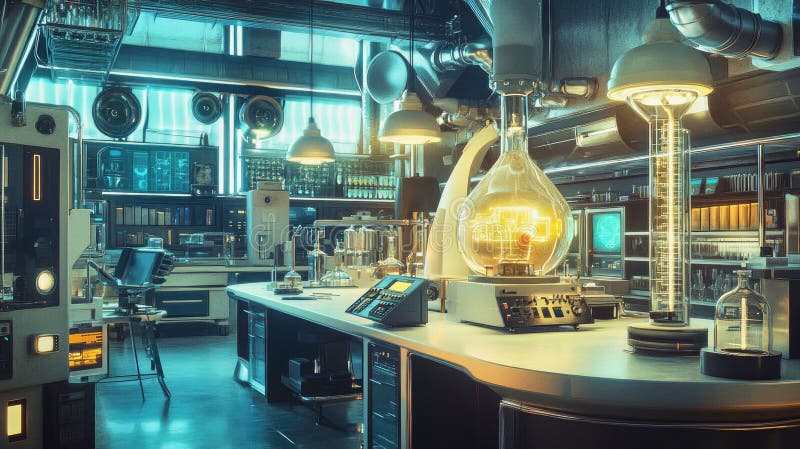 Explore a Retro-futuristic Science Lab Filled with Oversized Glass ...