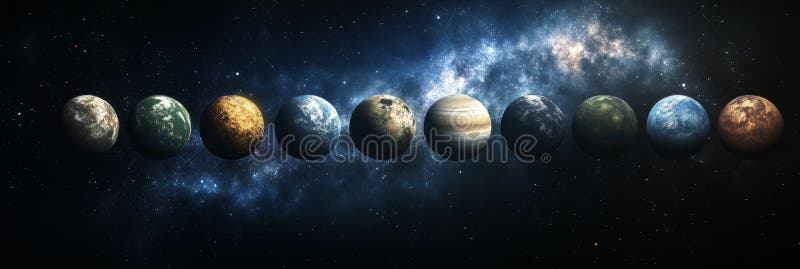 Explore a Row of Distinct Planets in a Vast Celestial Landscape Ready ...