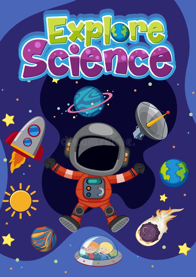 Explore Science Logo and Set of Children with Education Objects ...