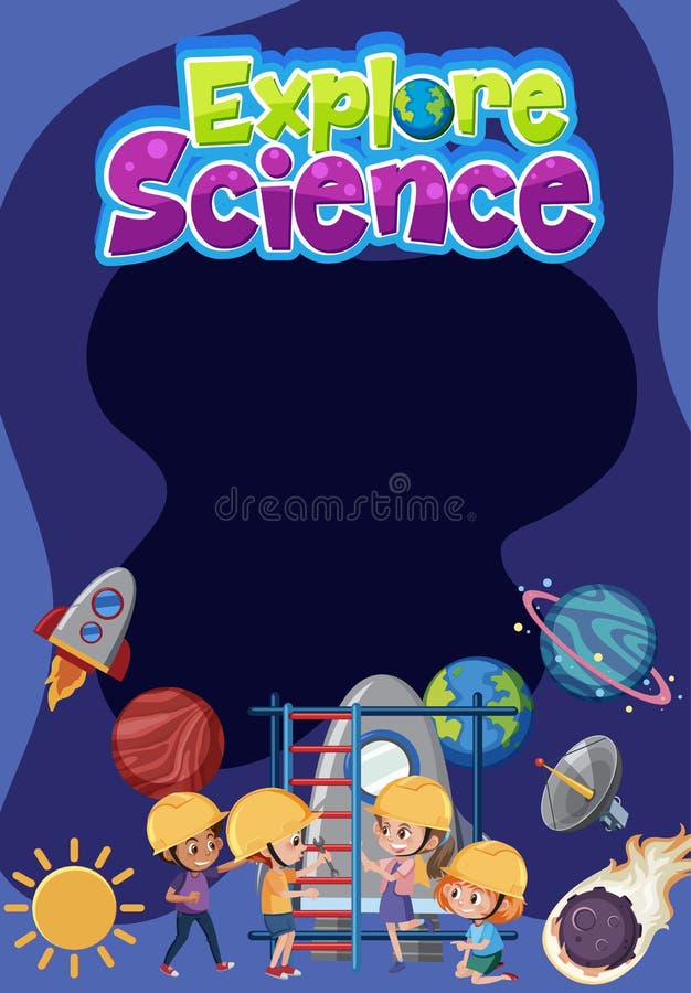 Explore Science Logo and Set of Children with Education Objects ...