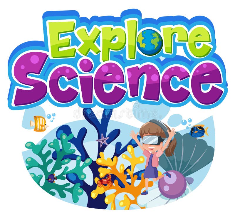 Explore Science Logo with Girl and Undersea Isolated Stock Vector ...