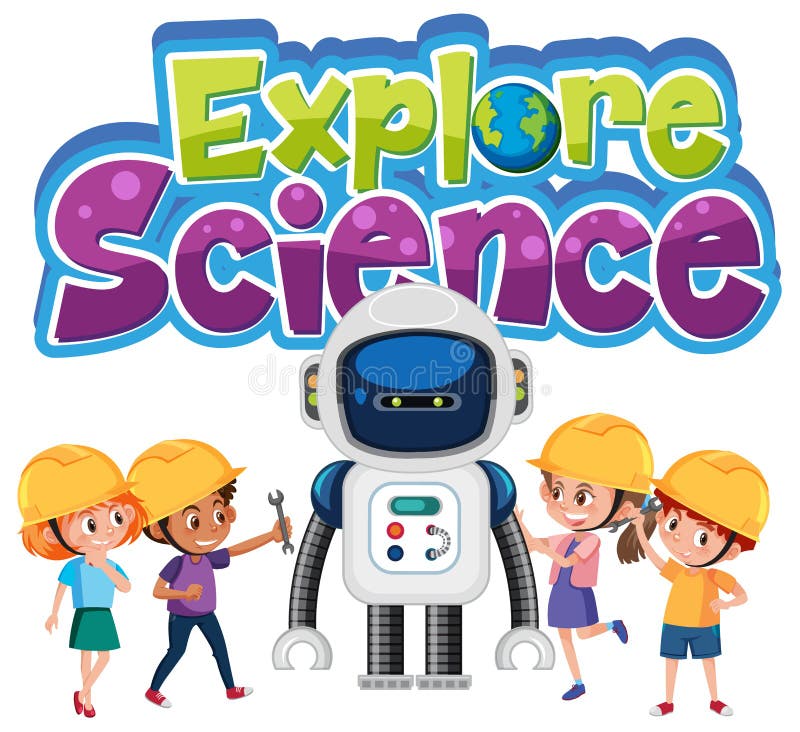 Explore Science Logo with Kids Wearing Engineer Costume Isolated Stock ...