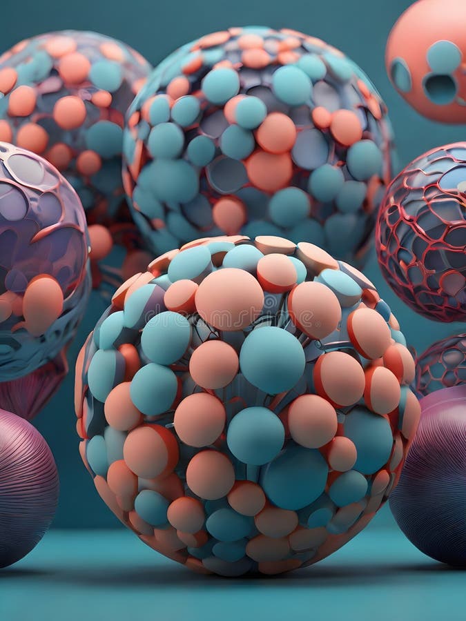 3d Render of Abstract Background with Blue and Pink Balls. 3d ...