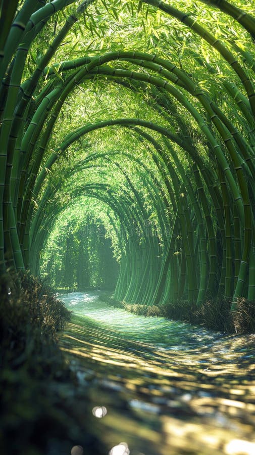 Explore a Serene Bamboo Pathway. Feel the Tranquility of Lush Greenery ...
