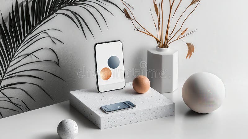 Modern Minimalist Still Life Art with Objects and Technology in Cozy ...